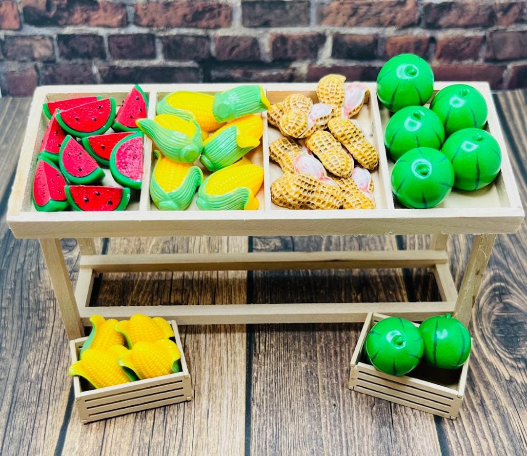 Miniature Dollhouse Fruit Vegetable Stand Display, Elf Prop, Miniature ...