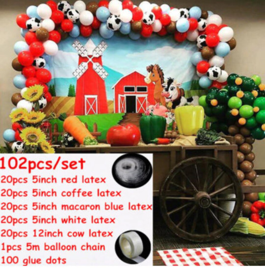 Farm Animal Barnyard Balloon Arch Birthday Balloons 102 Pc Balloon Farm ...