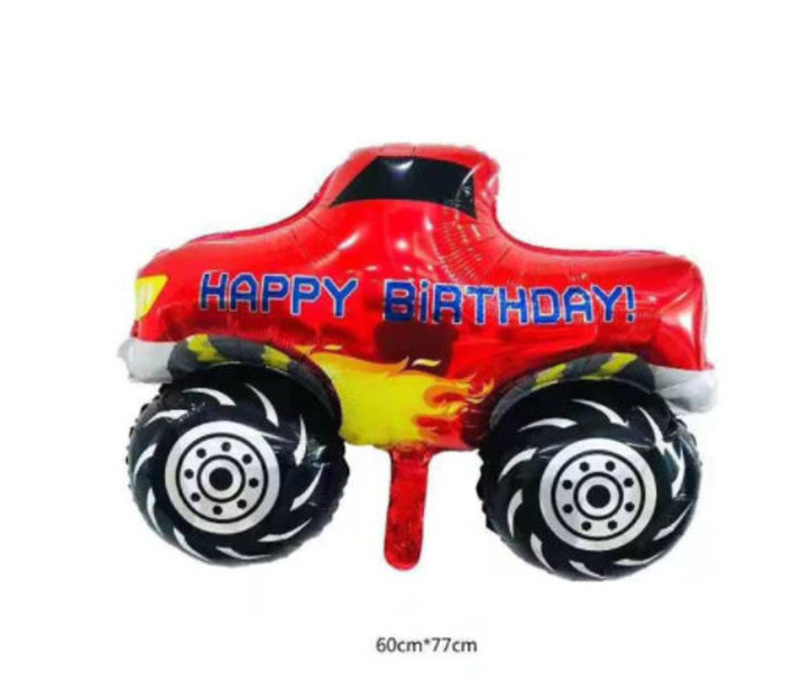 Transportation Party Balloon School Bus Monster Truck Fire | Etsy