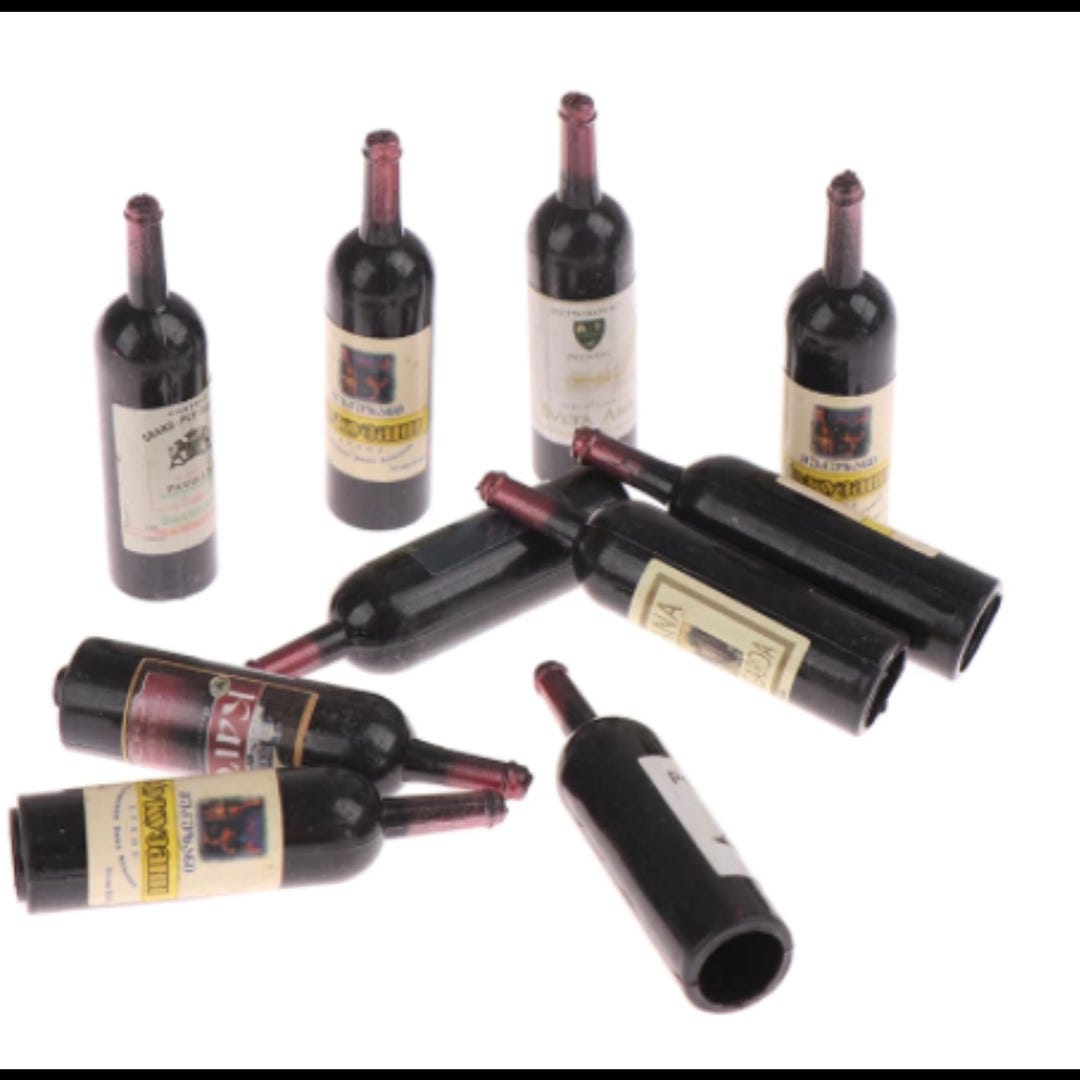 Miniature Wine Bottles Dollhouse 1:6 Scale 5 Piece or 10 Piece - Etsy