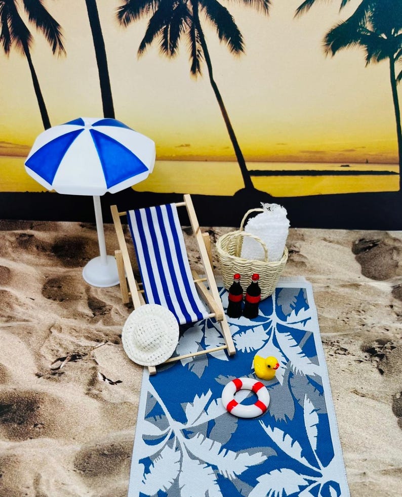 Miniature Beach Scene: Fairy Garden, Dollhouse Diorama, 10 Piece Set - Etsy