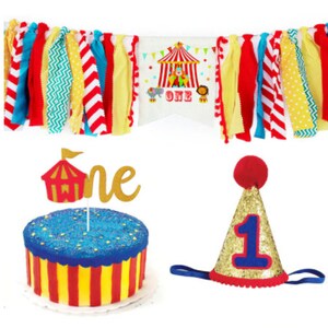 Circus Animal Balloons First Birthday Highchair Banner Balloons Circus ...