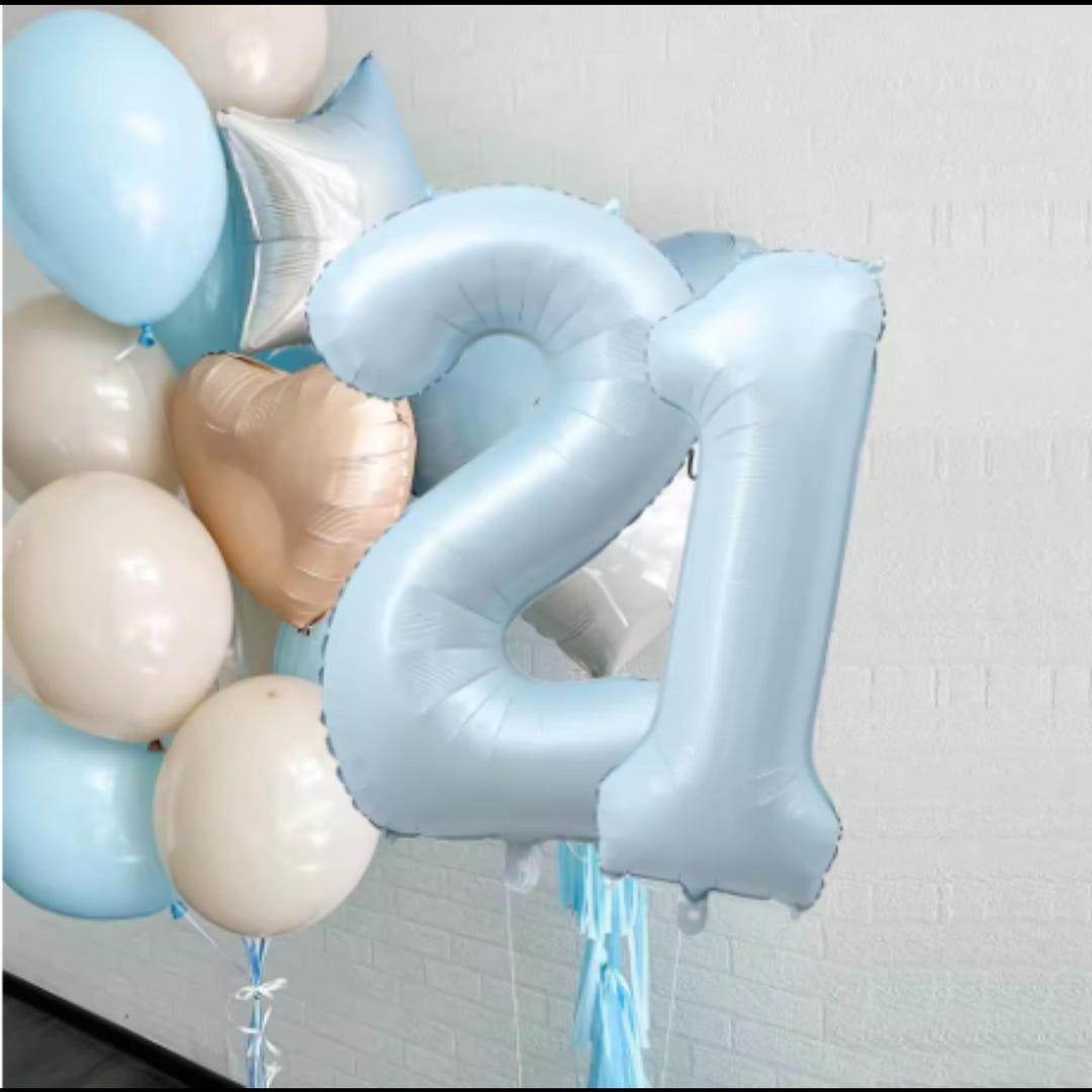 Giant Pastel Blue Number Balloons: 40" Boho Party Decor - Etsy