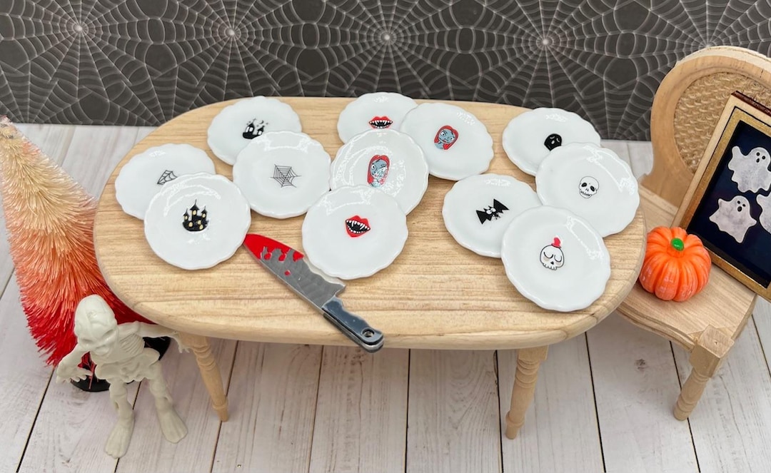 Dollhouse Halloween Dinnerware Miniature Halloween Plates - Etsy