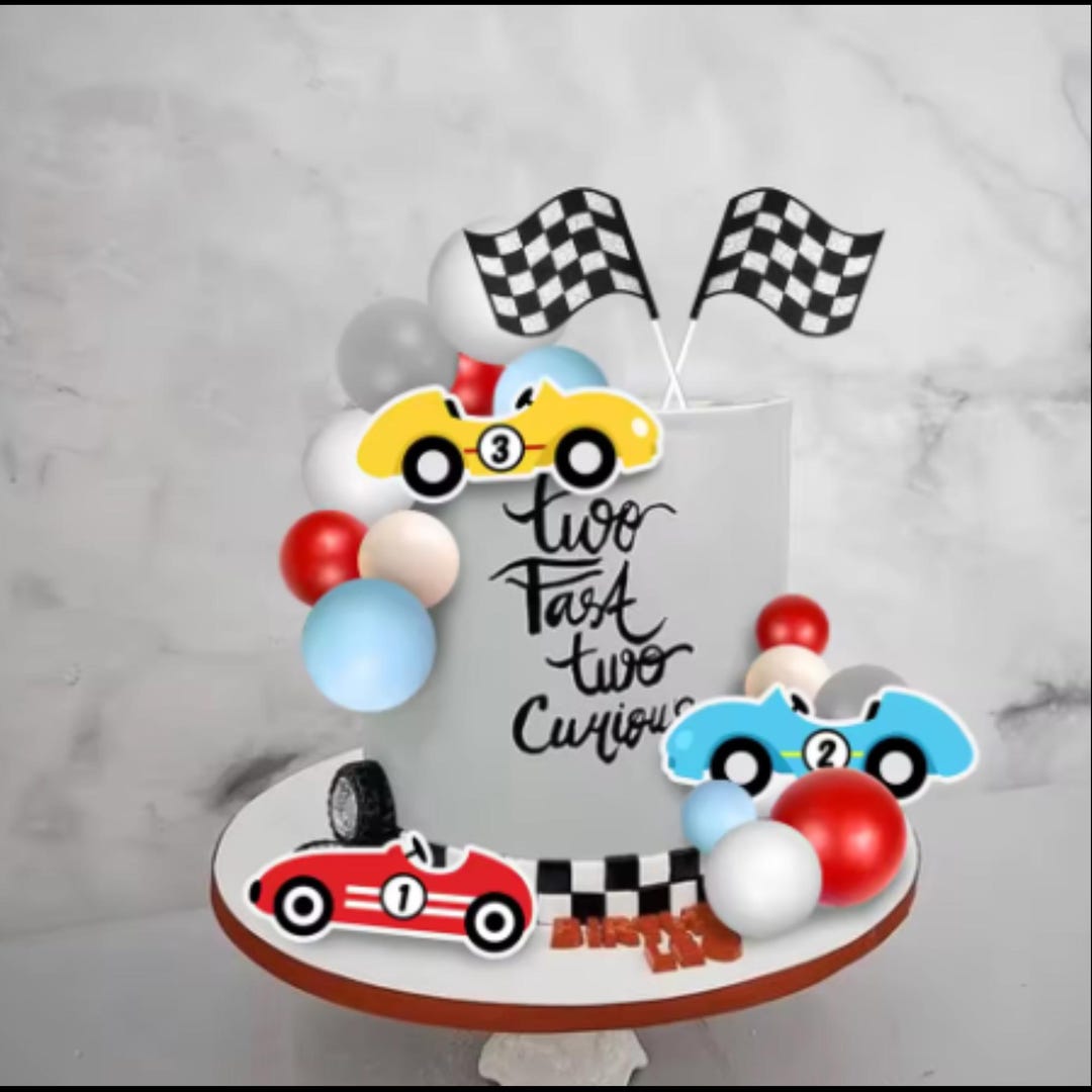 Two Fast Race Car Cake Topper: 25-piece Birthday Party Decor - Etsy