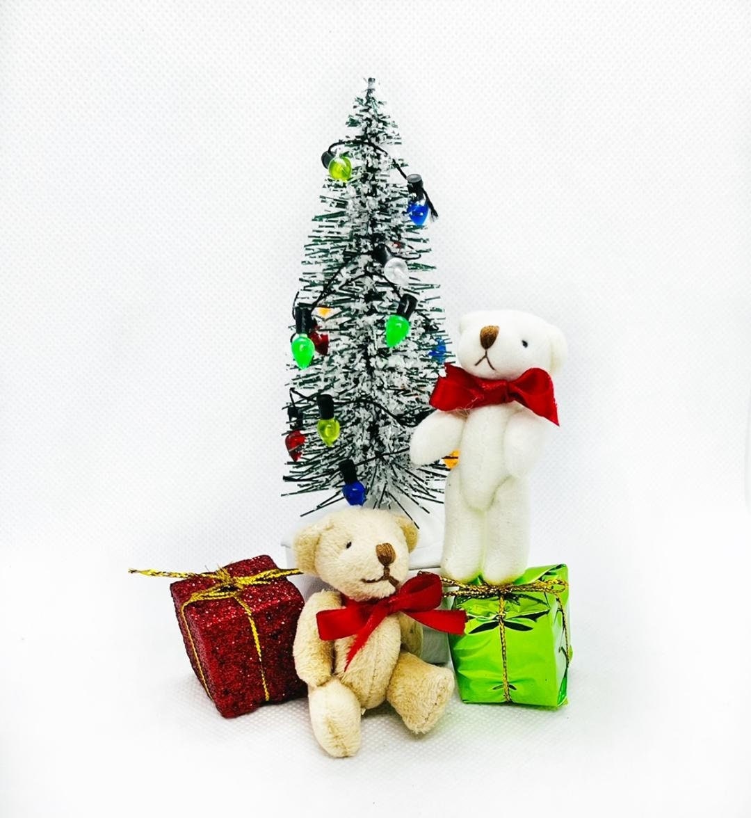 Elf Teddy Bear Miniature Dollhouse Stuffed Animal Christmas Bear for ...