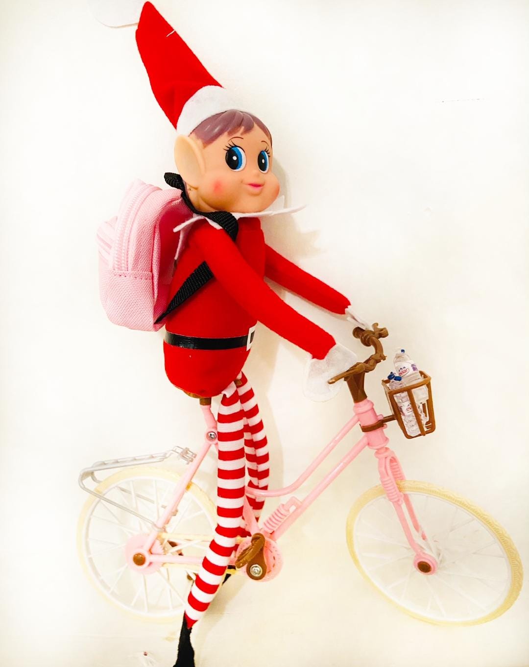 Bicycle for Dolls / Elf Accessory / Pink Bike for 12" Dolls / Elf Kit ...