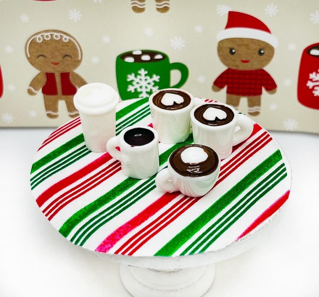 Hot Cocoa Miniature Coffee Mugs Elf Prop 5 Pc Fast Food Coffee ...