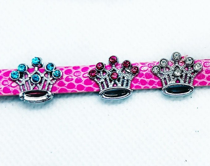 8mm Slide Charms Rhinestone Crown Princess Tiara DIY Custom Charms for ...