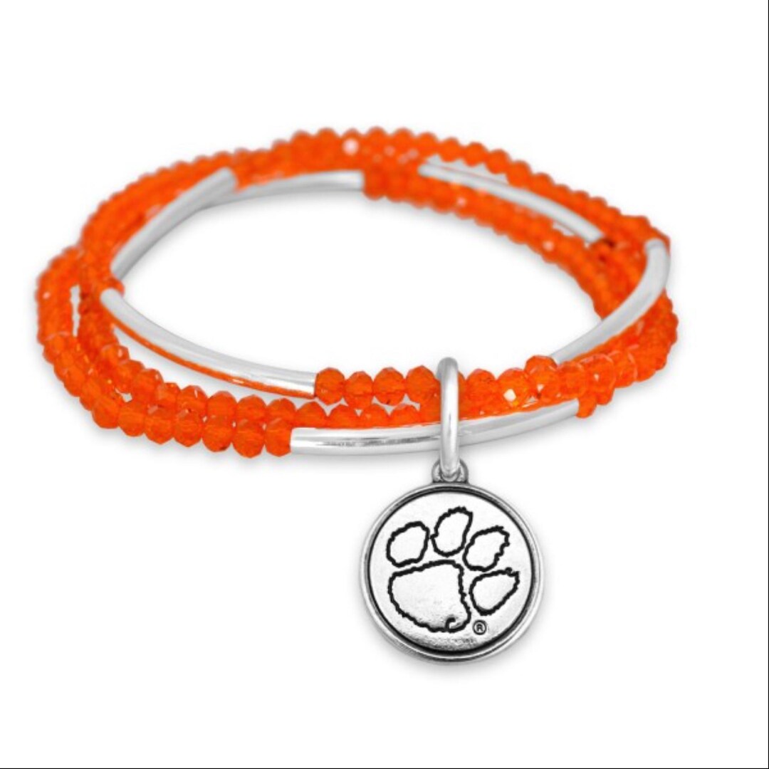 University Bead Bracelet / College Football Jewelry / Clemson Bracelet ...