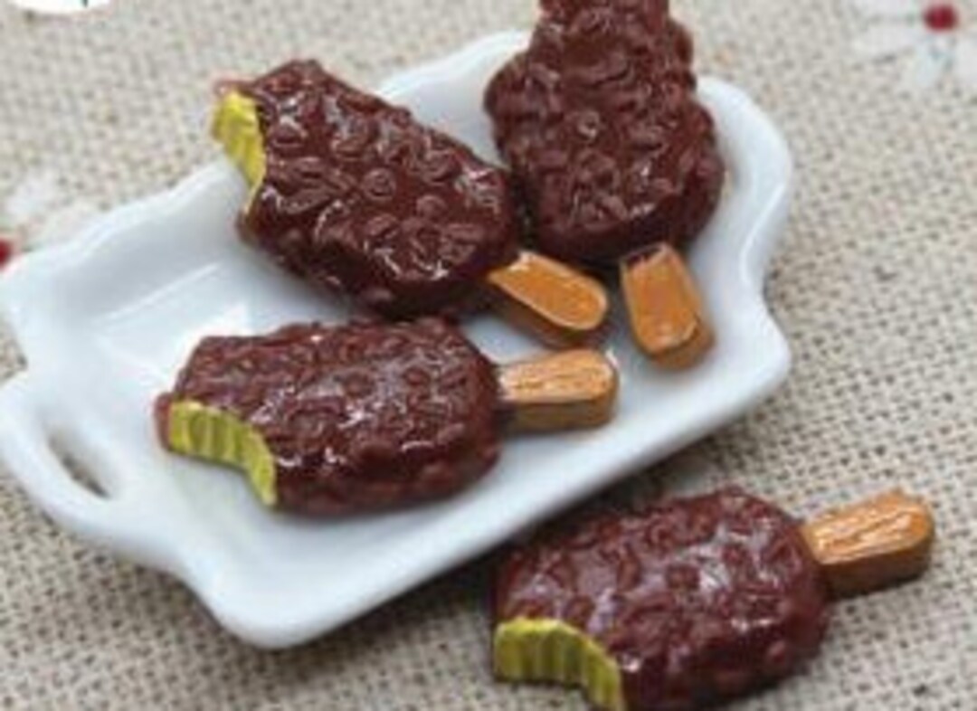 Kawaii Resin Chocolate Ice Cream Popsicle Miniatures: Dollhouse Candy ...