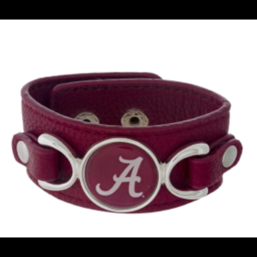 Alabama Crimson Tide Leather Strap Bracelet: Collegiate Jewelry - Etsy