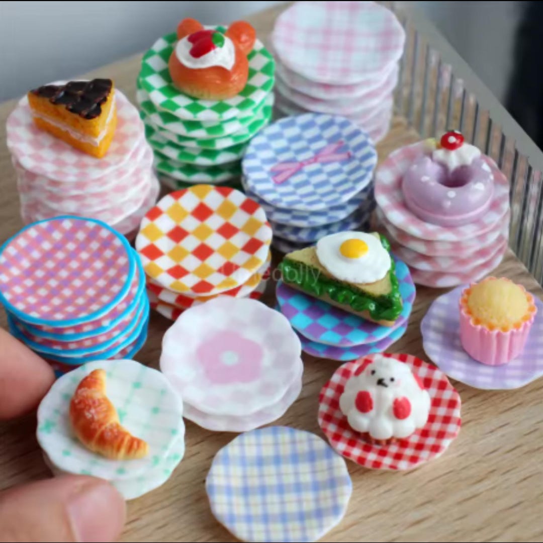 Dollhouse Farmhouse Dinner Plates 10pc Set Miniature Dinnerware Serving ...