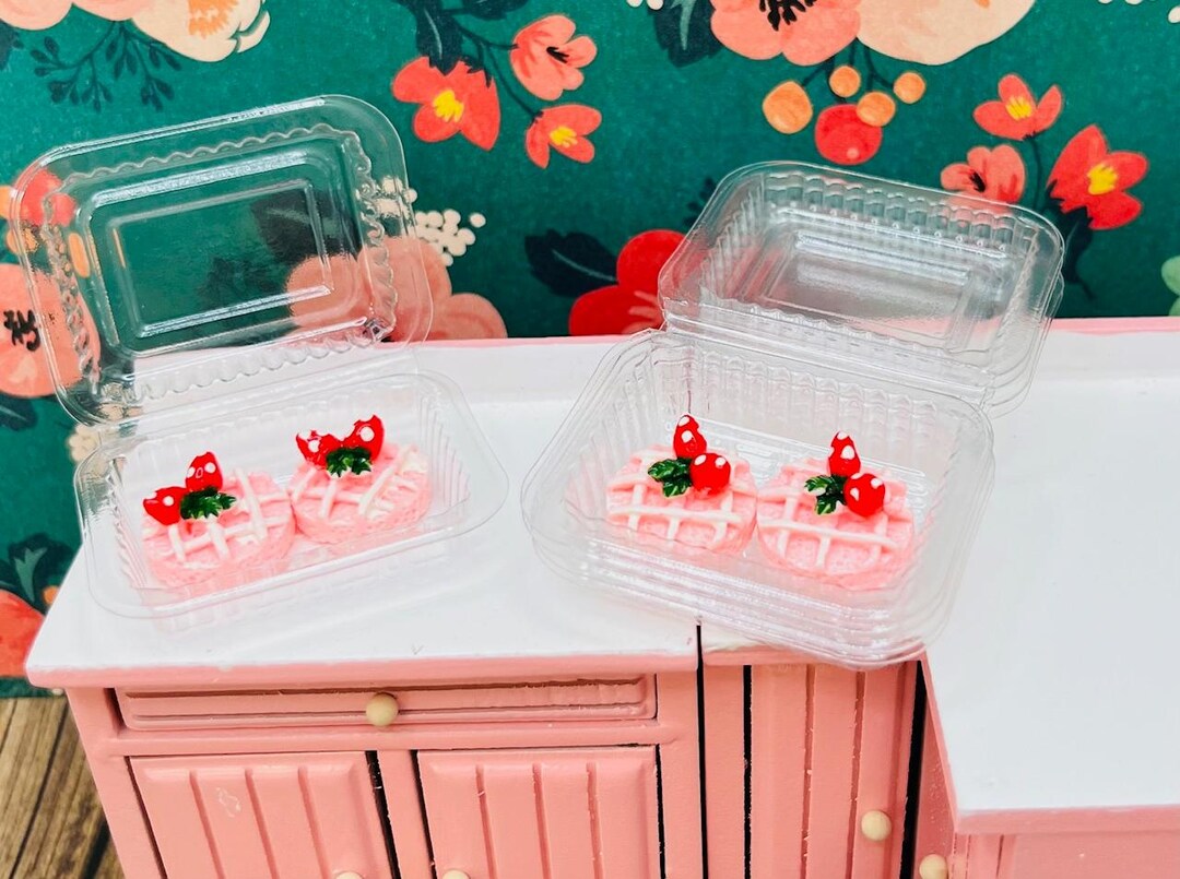 Miniature Dollhouse Dessert Pastries Mini Take-out Food Trays To-go ...