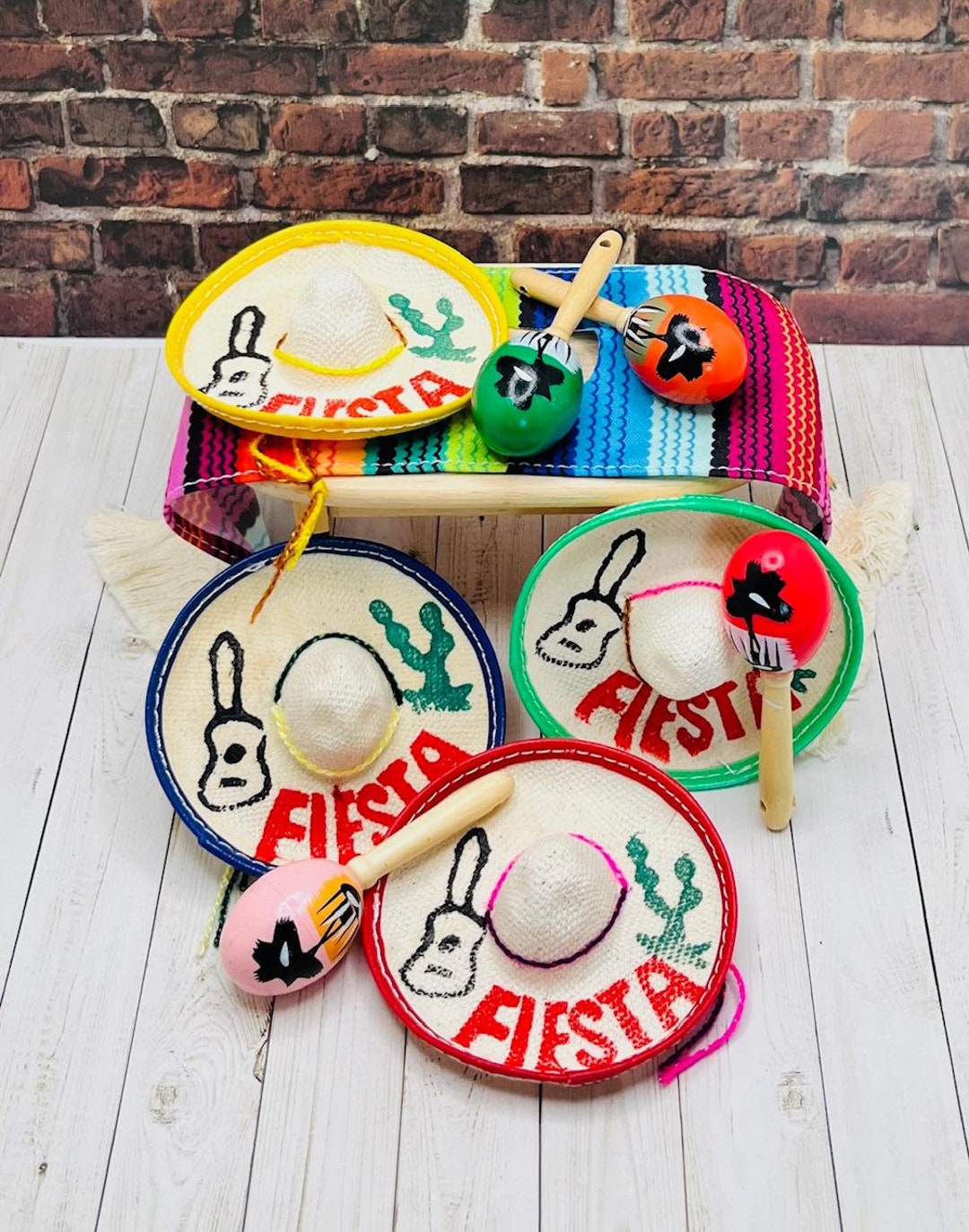 Miniature Sombrero Hat and Maraca Set: 12" Doll Fiesta Party Supplies ...