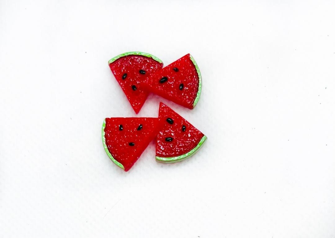 Kawaii Miniature Resin Watermelon Slices Shaker Crafts Deco Whip ...