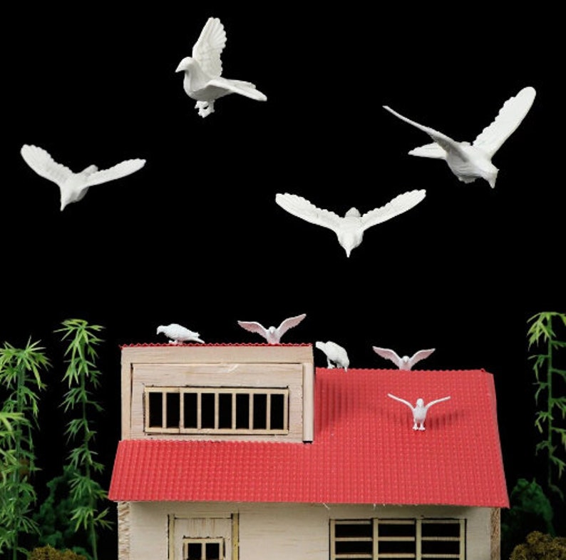 Miniature White Doves 5 Pc. Set for Fairy Garden Birds for Dioramas ...