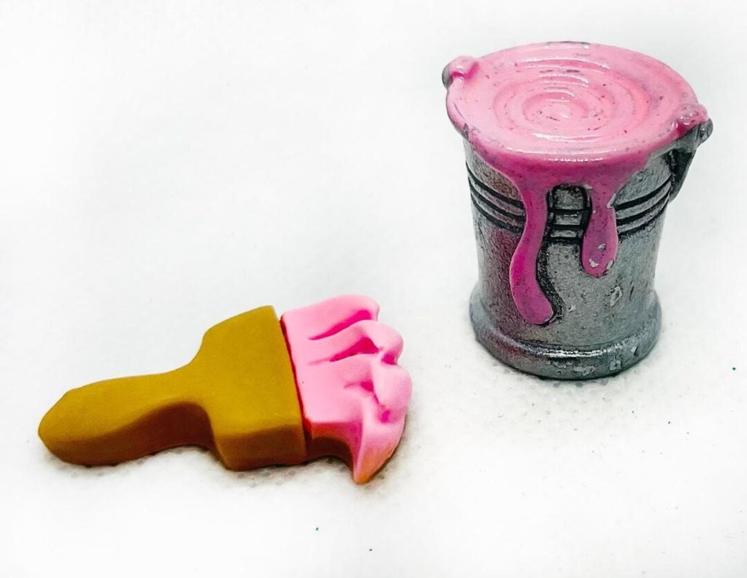 Elf Prop Paint Can Dollhouse Paint Brush Accessory Miniature Paint ...