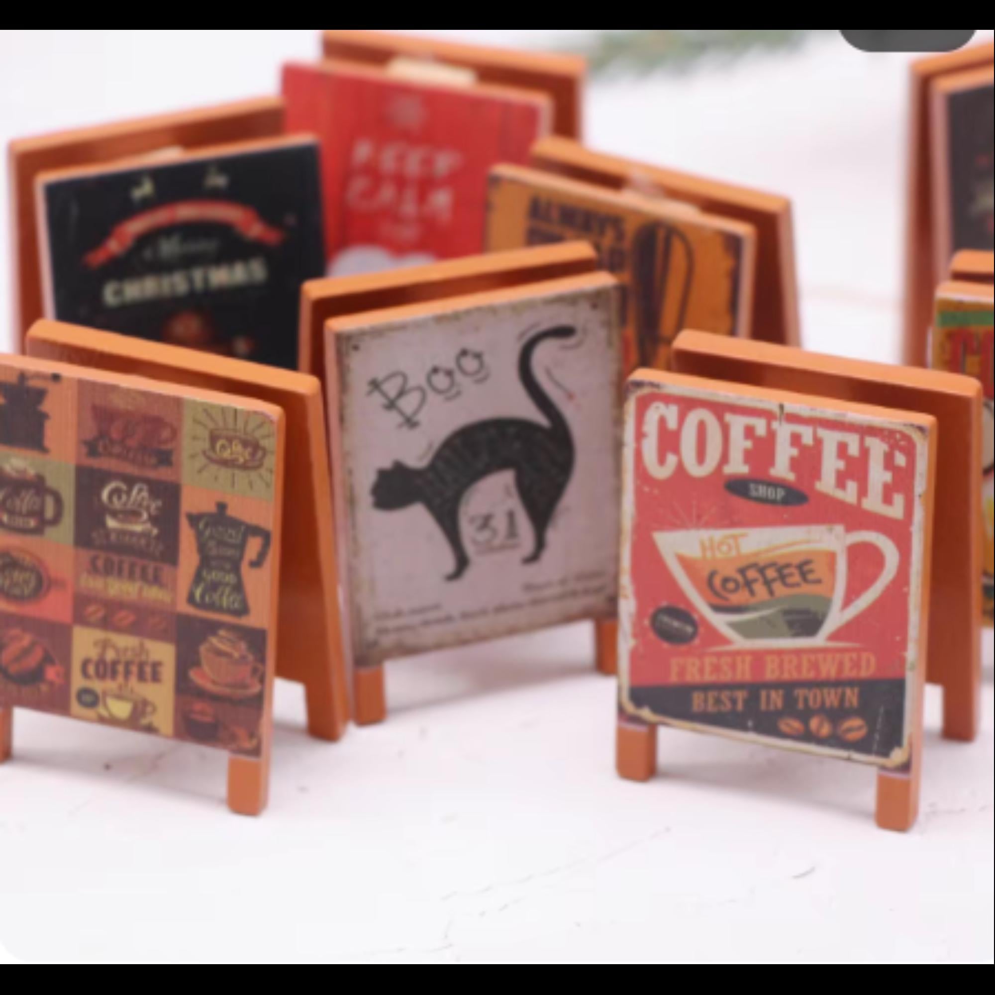 Miniature Dollhouse Sandwich Board Signs Coffee, Beer, Christmas Signs ...