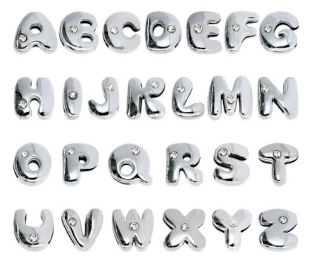 8mm Silver Bubble Rhinestone Slider Letters DIY Custom Name Letters ...