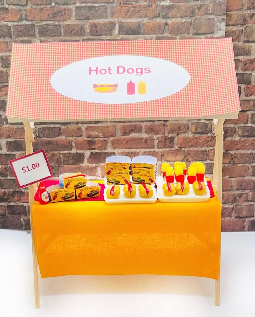 Miniature Hot Dog Stand Pretend Vendor Cart Market Stand Doll ...