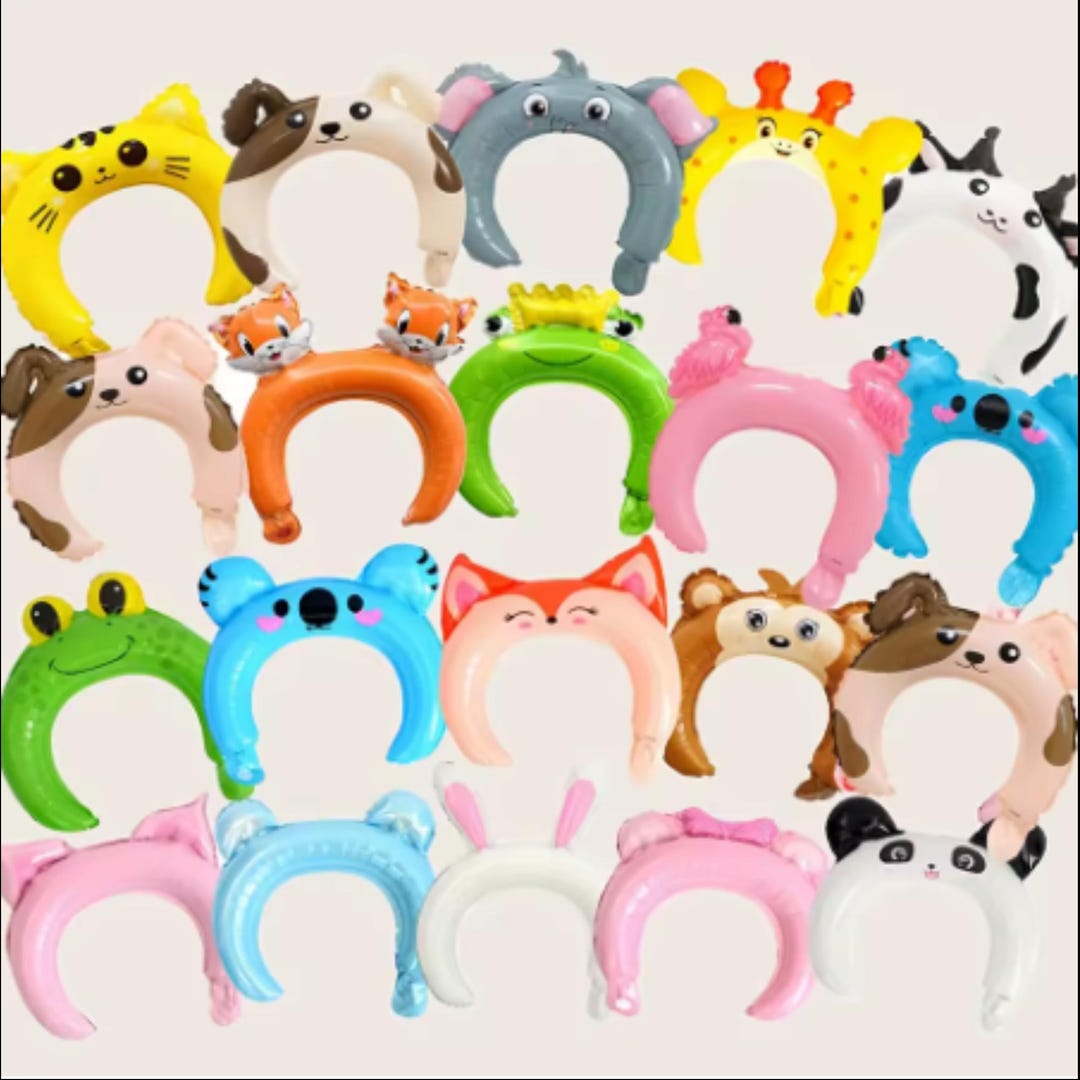 Balloon Animal Headbands / 10 Pc Set Kids Party Favors / Blow up ...