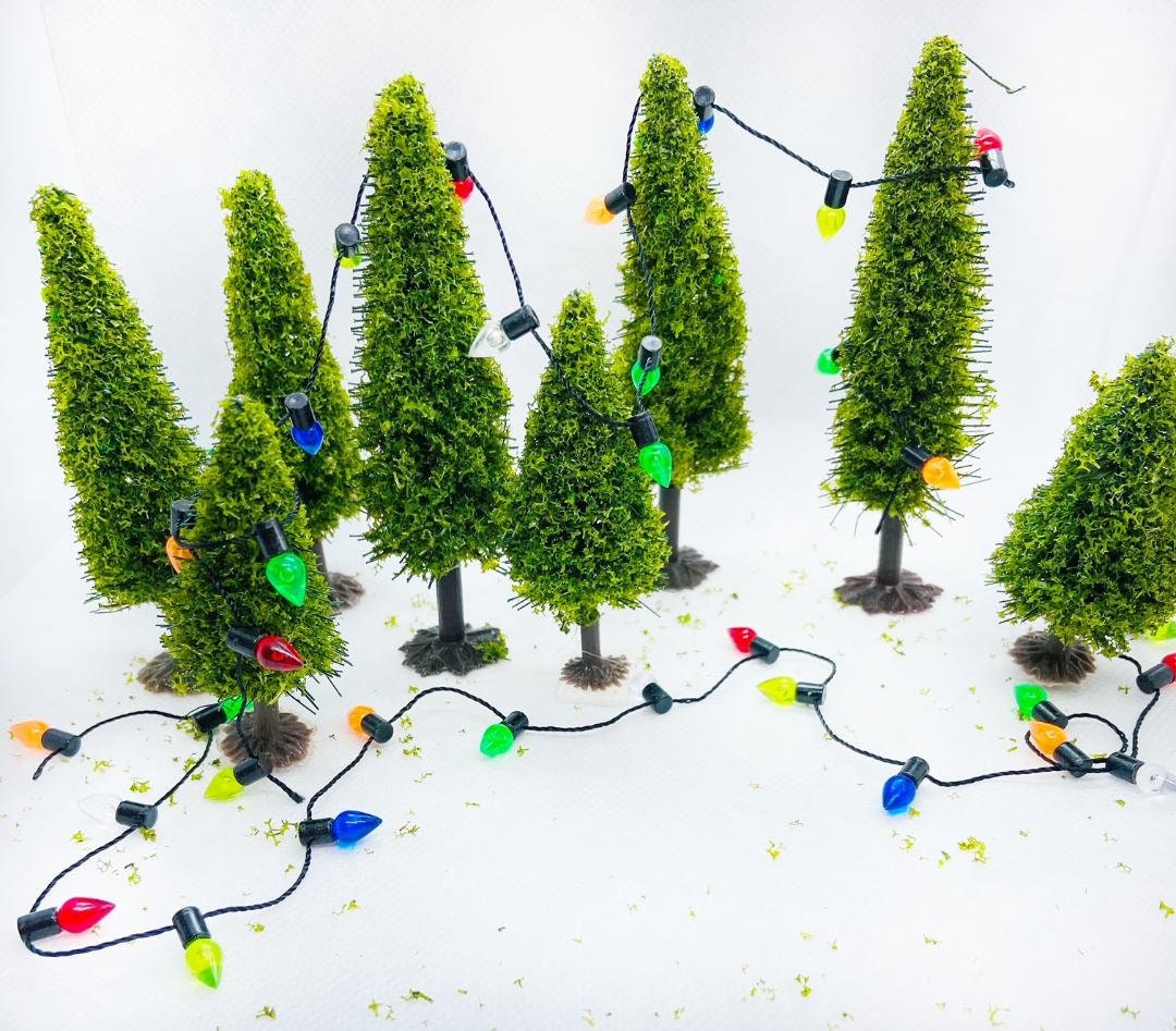 Miniature Christmas Trees, Dollhouse, Miniature Fake Christmas Light String - Etsy