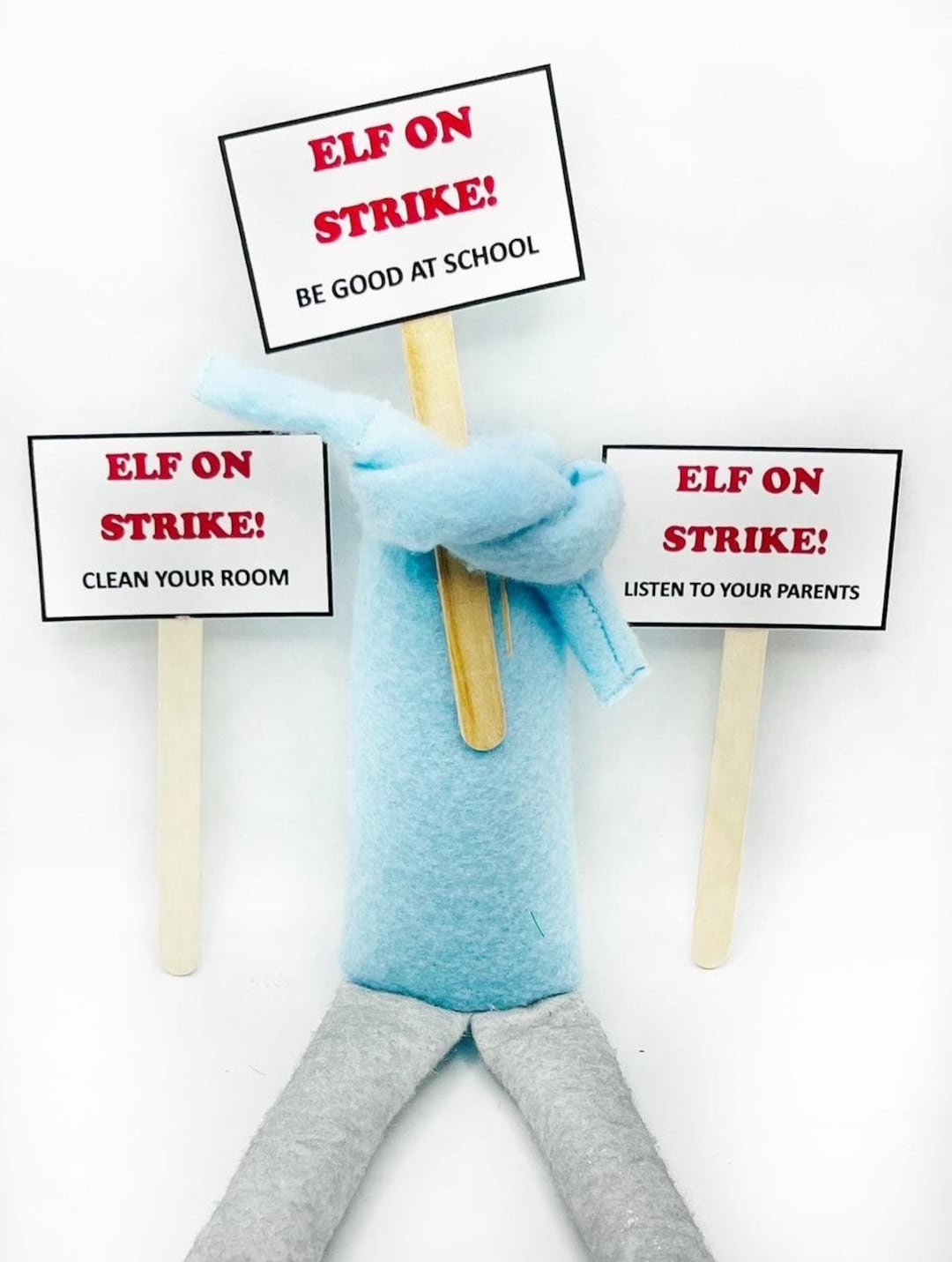 Elf Prop Elf on Strike Signs Printable - Etsy