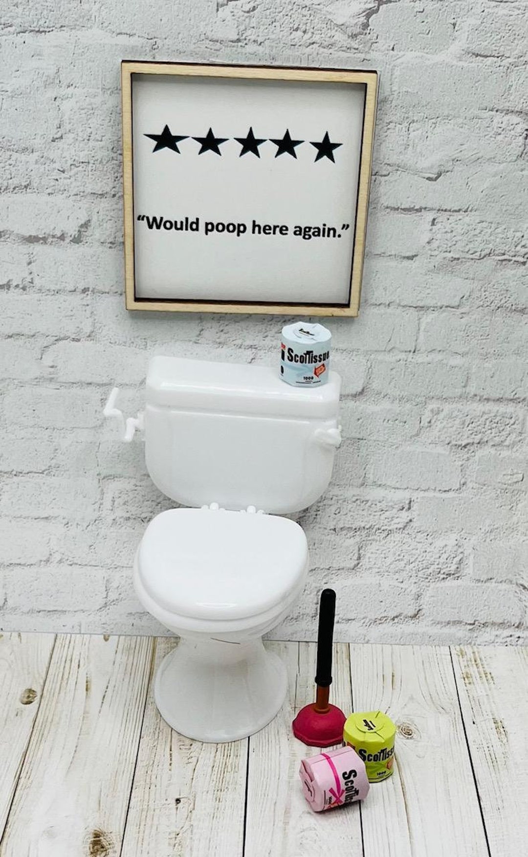 Dollhouse Toilet Miniature Toilet Paper Dollhouse Plunger Doll ...