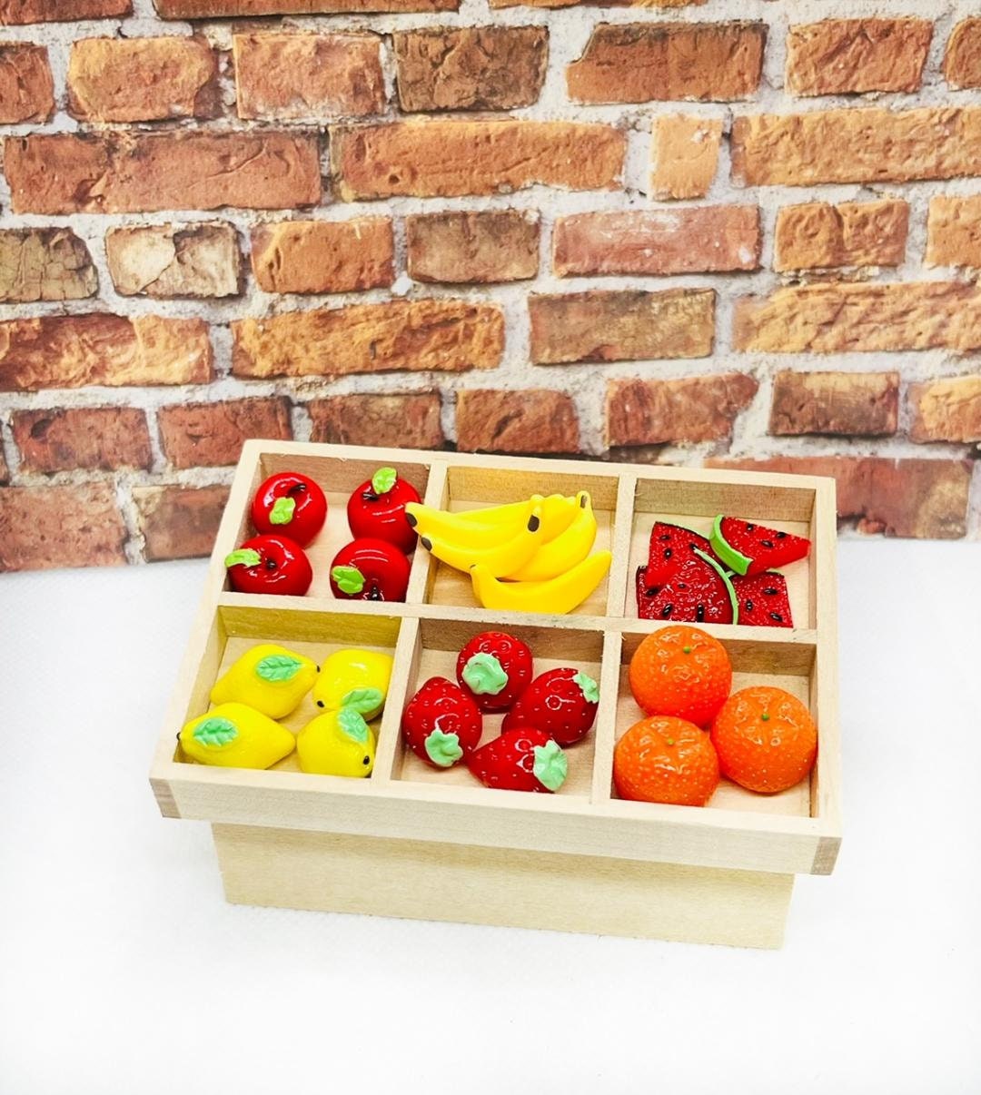 Miniature Fruit Stand 1:12 Scale Dollhouse Accessories Wood Fruit Stand ...