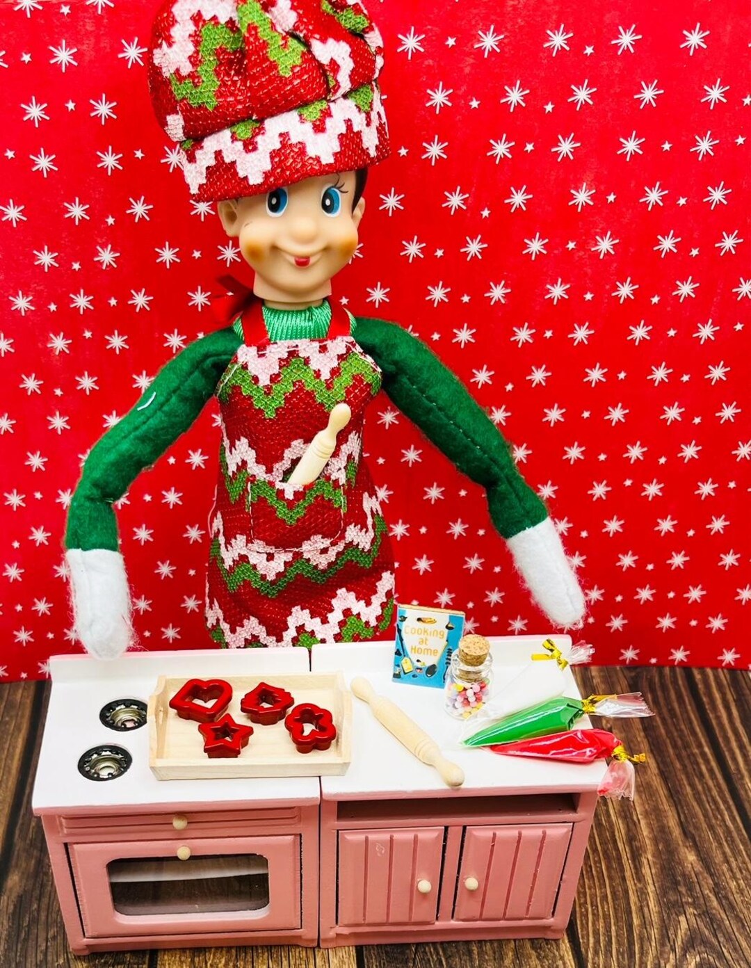 Elf Baking Supplies Miniature Doll Cookie Cutters Dollhouse Icing Bags ...