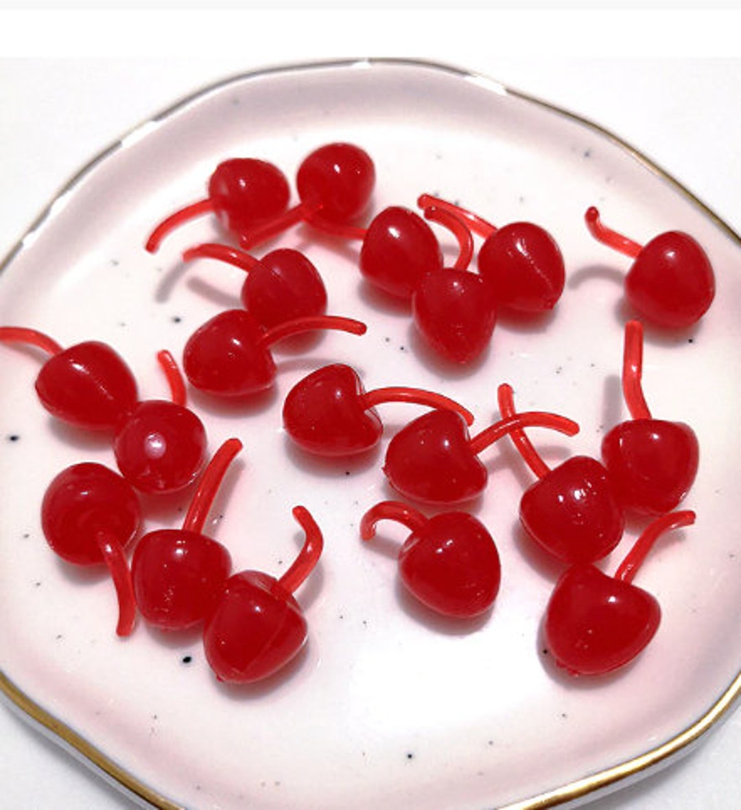 Kawaii Resin Miniature Cherries Fake Food Toppers Cabochons Shaker ...