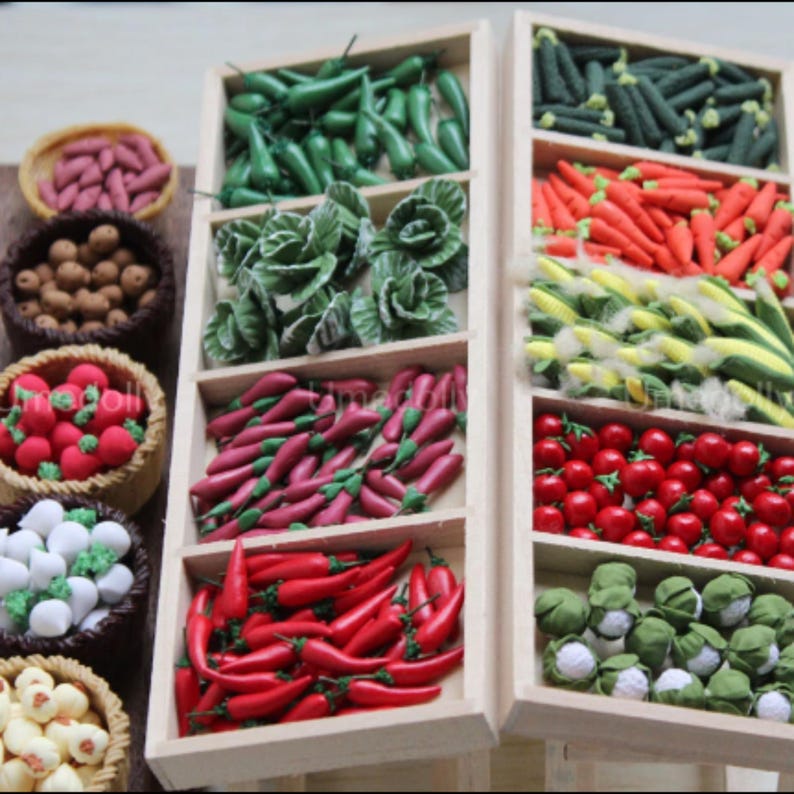 Miniature Dollhouse Vegetable Stand, 1:12 Scale Veggie Display - Etsy