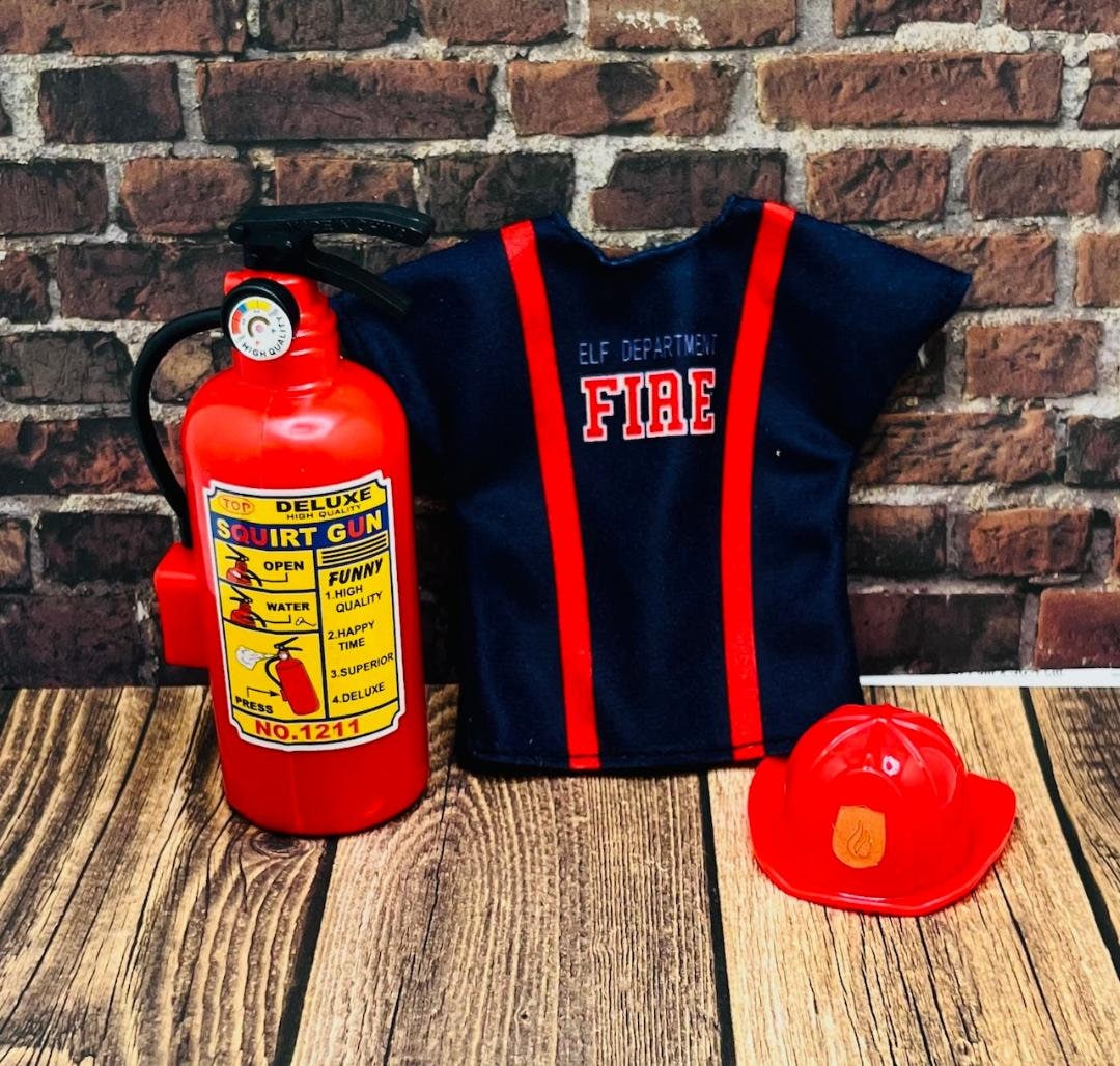 Doll Fire Fighter Outfit Elf Prop Fits 12 Dolls Mini Fire Extinguisher ...