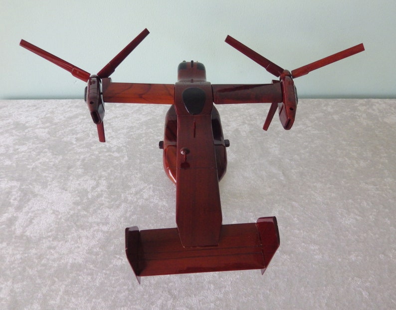 Mahogany V-22 Osprey Carved Wood Bell Boeing Helicopter Model Military ...