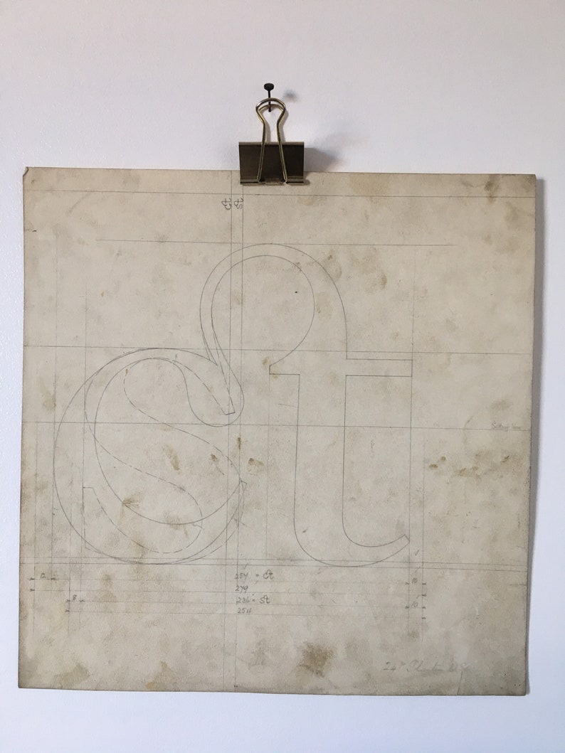 An Original Linotype Master Drawing Salvaged From the Linotype Foundry ...