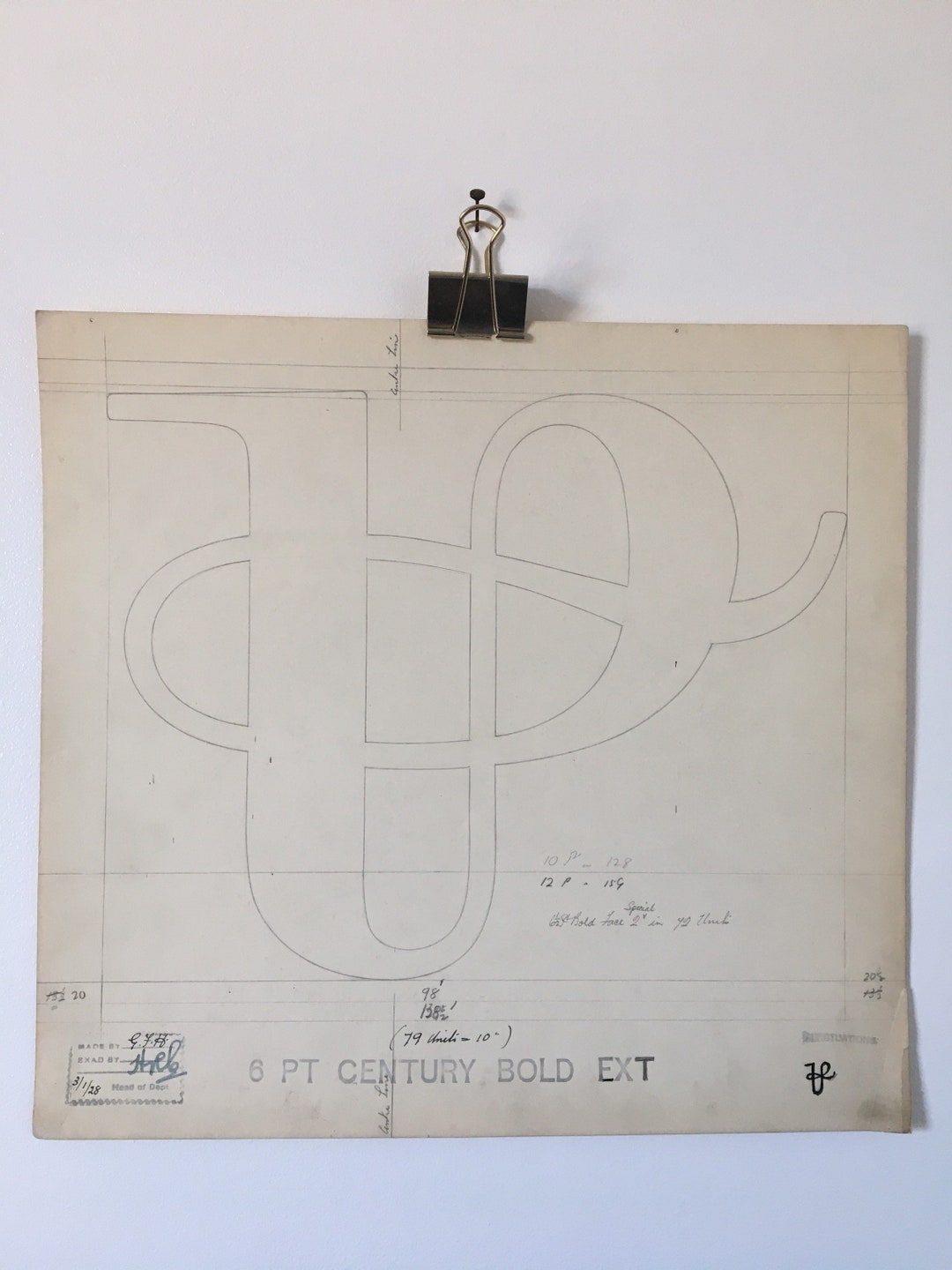 An Original Linotype Master Drawing Salvaged From the Linotype Foundry ...
