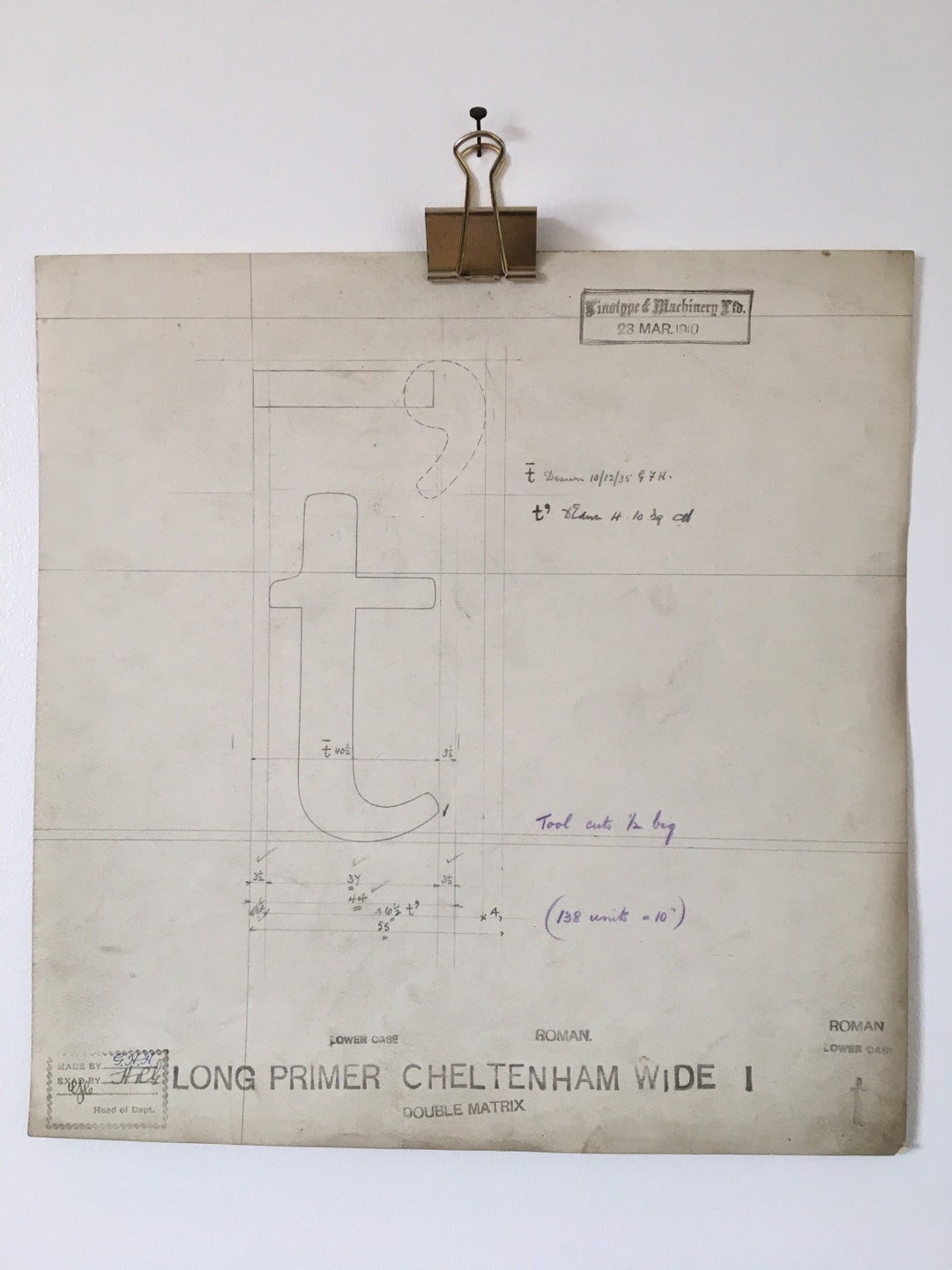 An Original Linotype Master Drawing Salvaged From the Linotype Foundry ...