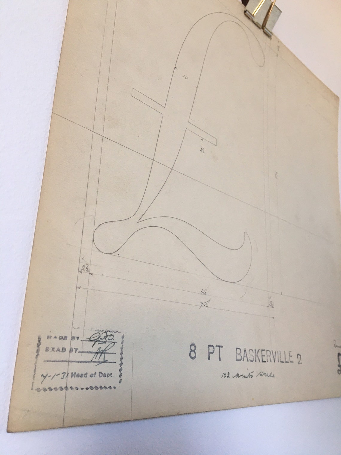 An Original Linotype Master Drawing Salvaged From the Linotype Foundry ...