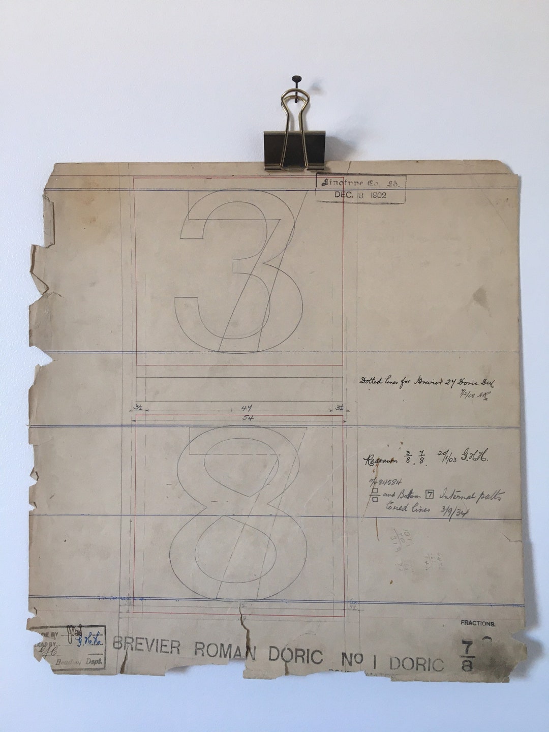 An Original Linotype Master Drawing Salvaged From the Linotype Foundry ...