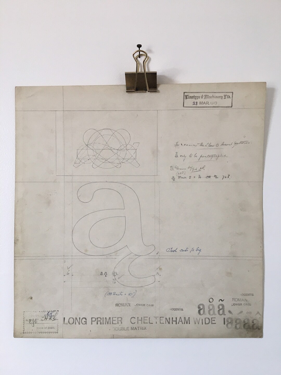 An Original Linotype Master Drawing Salvaged From the Linotype Foundry ...