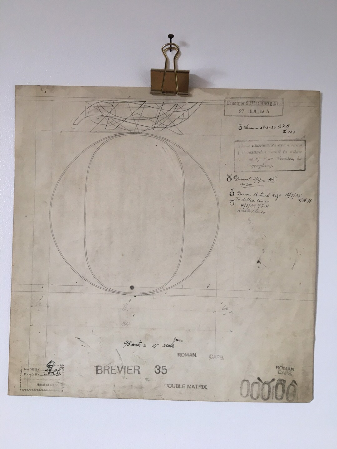 An Original Linotype Master Drawing Salvaged From the Linotype Foundry ...