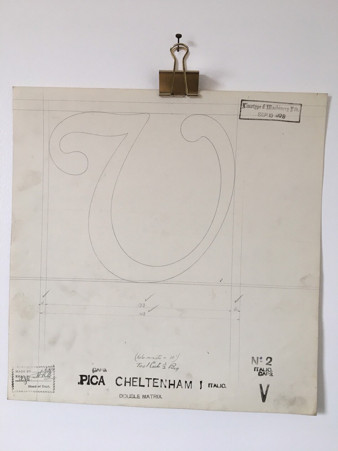 An Original Linotype Master Drawing Salvaged From the Linotype Foundry ...