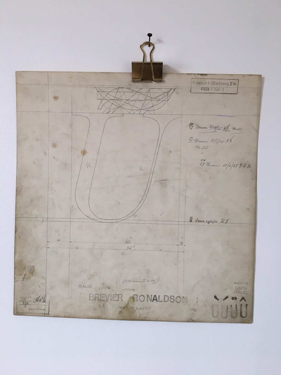 An Original Linotype Master Drawing Salvaged From the Linotype Foundry ...