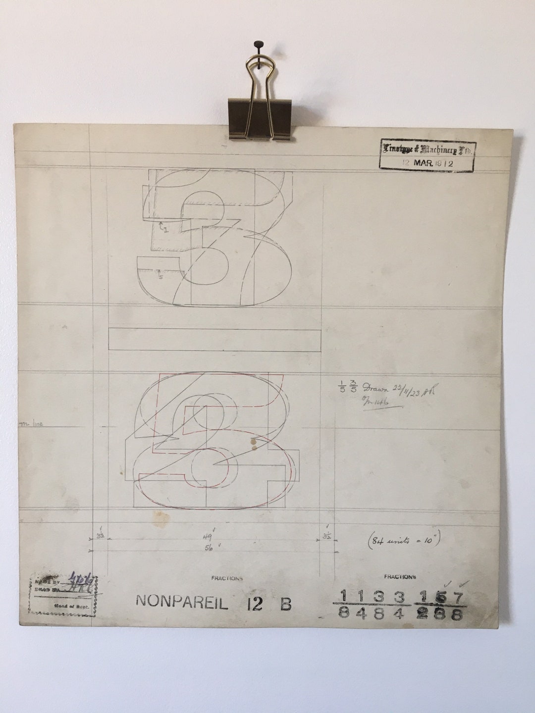 An Original Linotype Master Drawing Salvaged From the Linotype Foundry ...