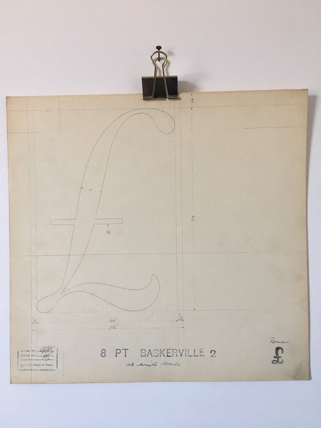 An Original Linotype Master Drawing Salvaged From the Linotype Foundry ...