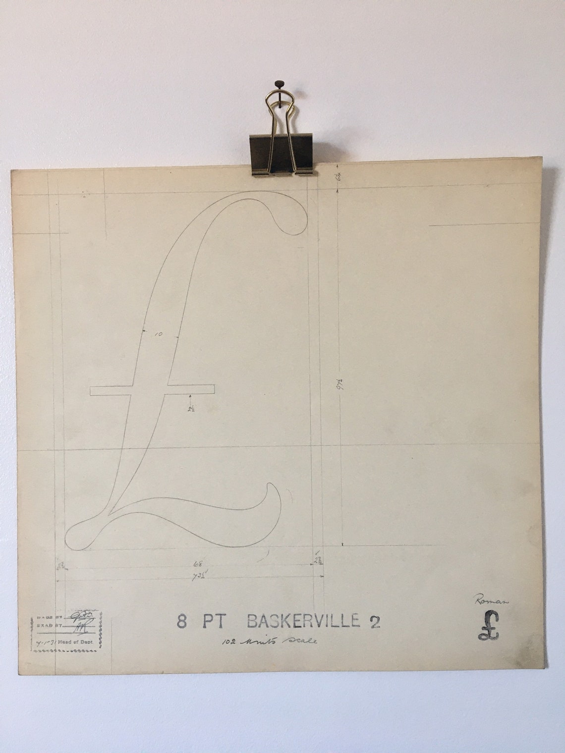 An Original Linotype Master Drawing Salvaged From the Linotype Foundry ...