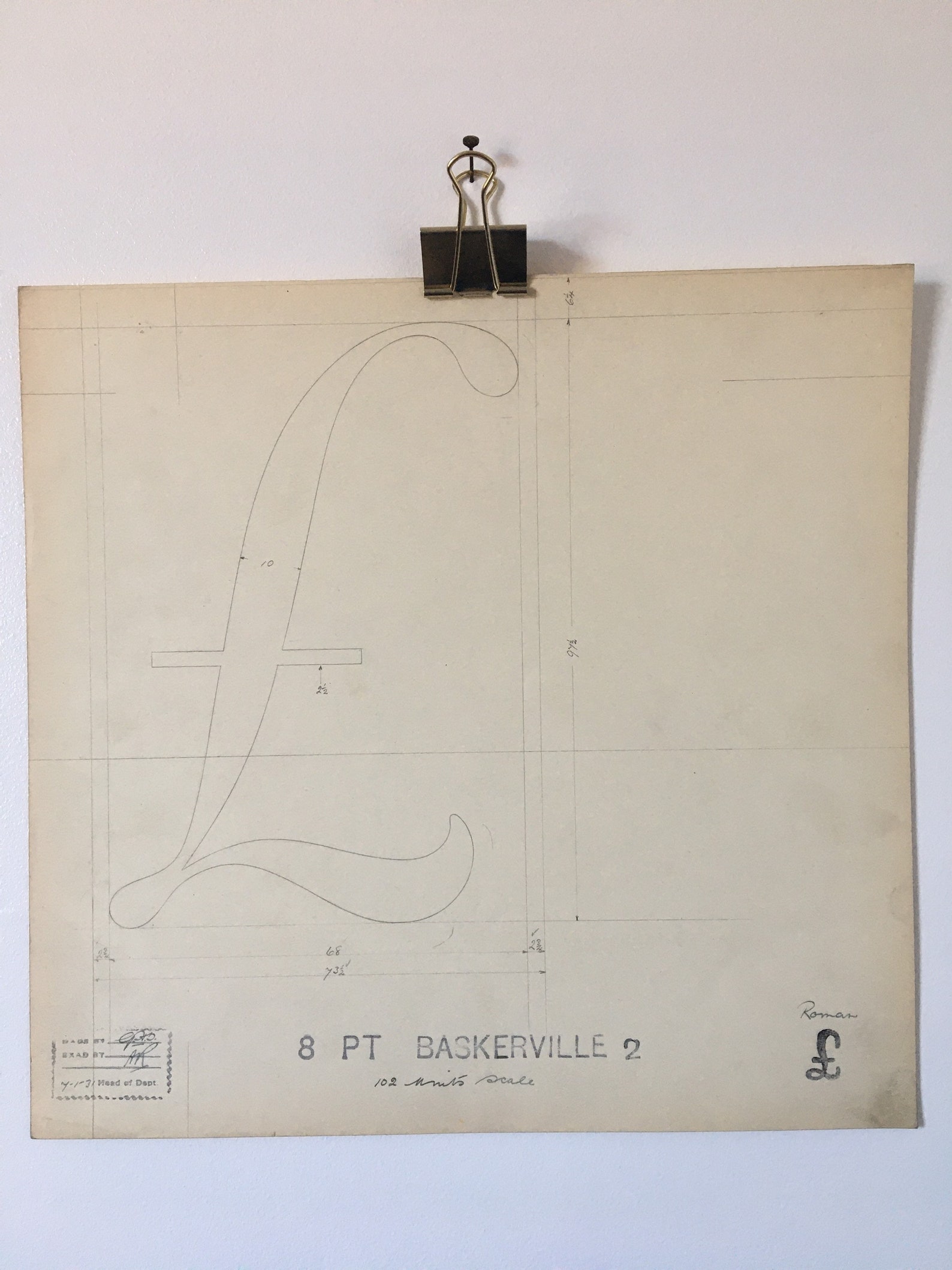 An Original Linotype Master Drawing Salvaged From the Linotype Foundry ...