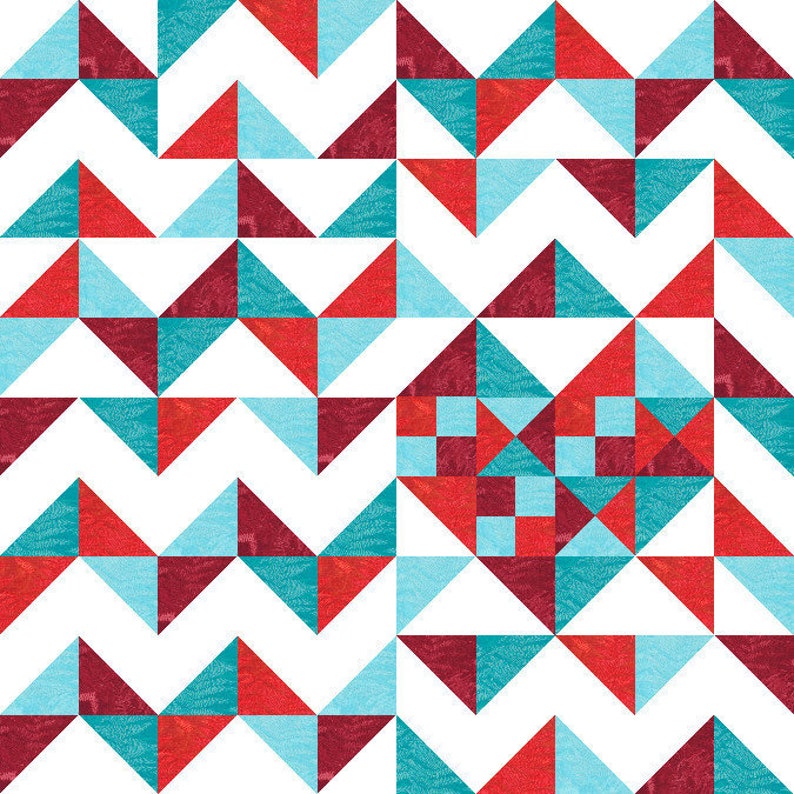 MODERN Iheart Chevrons Quilt Pattern PDF Valentine 4-sizes 24"sq to 60 ...