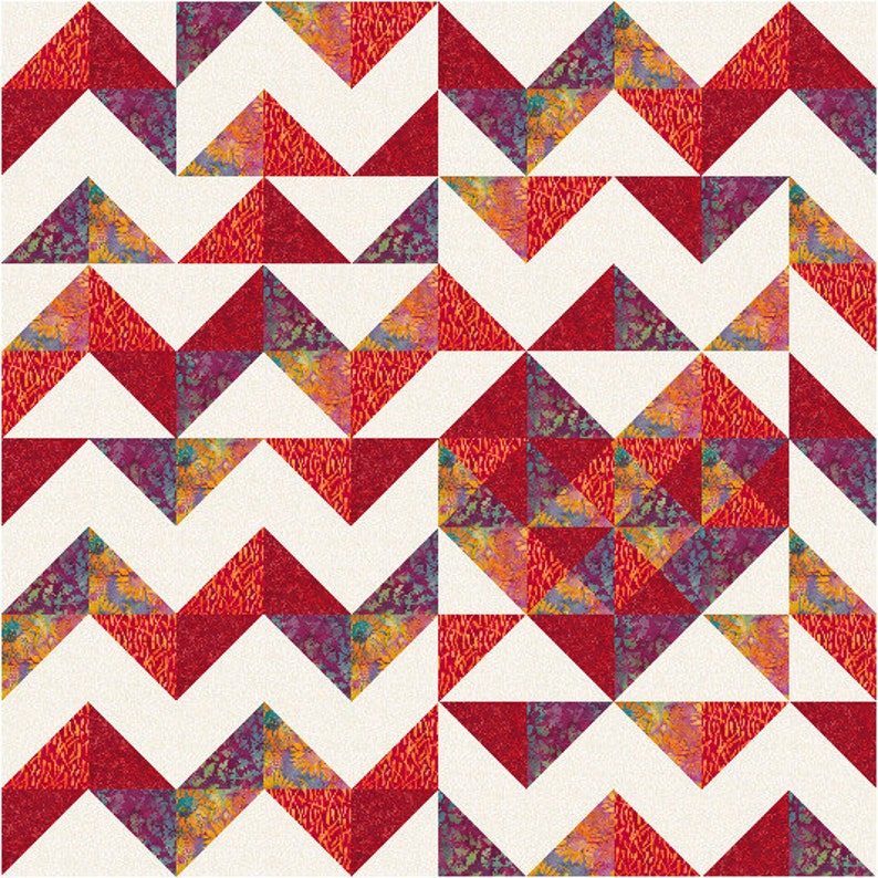 MODERN Iheart Chevrons Quilt Pattern PDF Valentine 4-sizes 24"sq to 60 ...